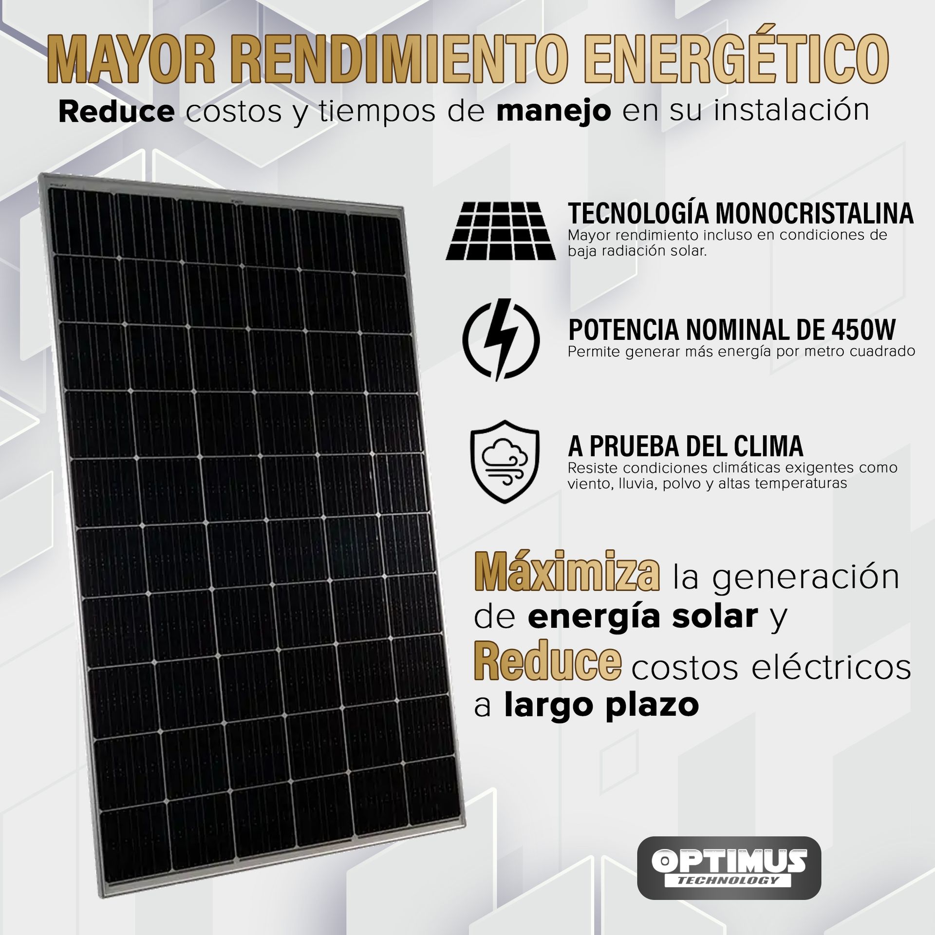 PANEL SOLAR MONO PERC 160W REF. POWEST MONO CRISTAL ALTO RENDIMIENTO